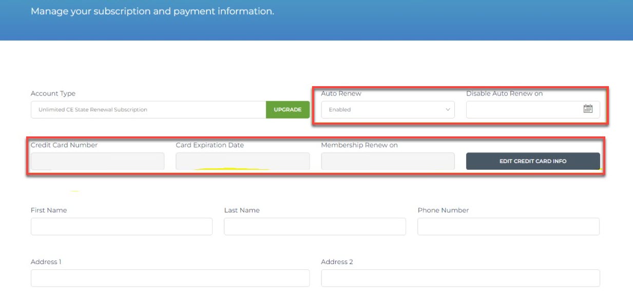 Updating Your Credit Card Information